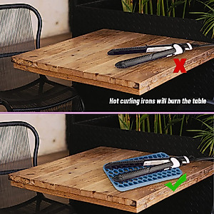 Small Silicone Pad for Curling Iron, Thicker Heat Resistant Silicone Mat for Hair Tools, Portable Hair Styling Tool Rest Holder for Straightener, Hair Dryer, Flat Iron (Blue)