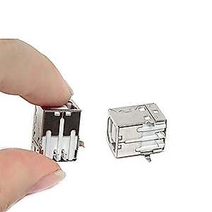 Honbay 20PCS USB 2.0 Type B Female Socket Connector Jack Port, 4-Pin DIP 90 Degree Right Angle, Repair Replacement Adapter