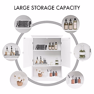 HRVEOCEI White Over The Toilet Storage Cabinet with Doors, Freestanding Bathroom Above Toilet Storage & Tall Bathroom Over Toilet Storage Cabinet with Adjustable Shelf (Style1)