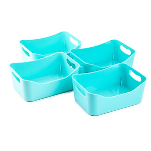 CORE HOME All-Purpose Teal 7.5 x 5 Polypropylene Storage Bins Set of 4