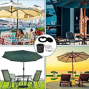 SAVITA 3pcs Umbrella Hole Ring, 3 Sizes Anti-Skidding Silicone Umbrella Hole Plug Suitable for Pool Umbrella Hole and Cap for Patio Garden Beach Table (Clear Black)