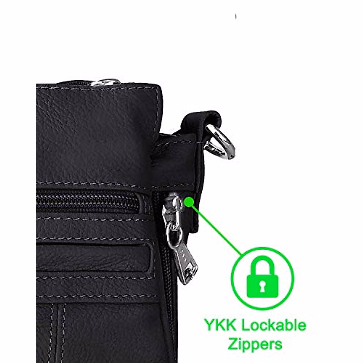 Roma Leathers Concealed Carry Cross Body Handbag - Premium Black Vegan Leather - Adjustable, Detachable, and Wire Reinforced Shoulder Strap - Front Buckle Closure - Dual Gun Entry - Designed in U.S.A