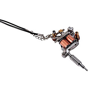 Tattoo Gun Necklace,Mini Tattoo Machine Necklace,Tattoo Supply Pendant Gift,Portable Tattoo Supply Gun Keychain Metal Alloy Key Ring