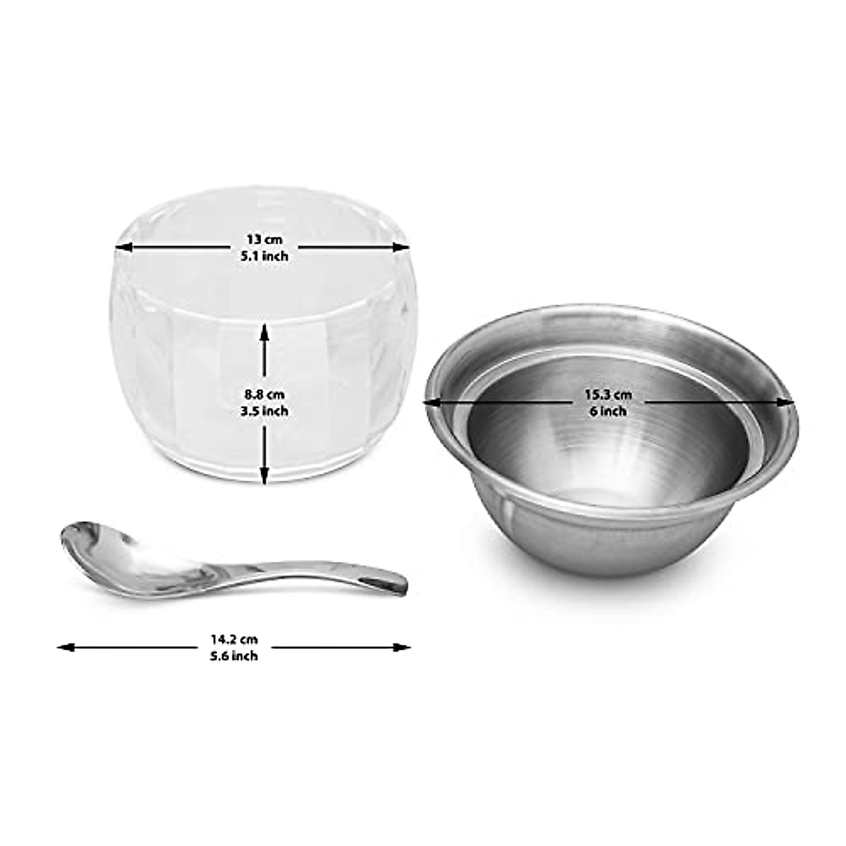 RUAFOX Dip Bowl On Ice- Chip and Dip Serving Set with Lid and Serving Spoon- Stainless Steel Chilled Serving Dish and 22 oz. Acrylic Ice Bowl - Perfect for Shrimp, Guacamole, Dips