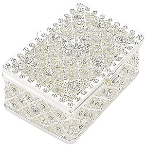 ELLDOO Crystal Jewelry Trinket Box Rectangle Small Box Earring Ring Case Necklace Organzier Storage Box Wedding Brithday Gift