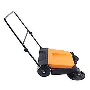 Walk-Behind Hand Push Floor Sweeper, 26.77 * 27.17 * 36.61in Sweeping Width Floor Sweeper Manual Manual, Hand-Push Sweeping Sweeper, Angle & Height Adjustable Folding Handle for Walkway, Yard, Garage