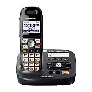 Panasonic KX-TG6591T DECT 6.0 Amplified Sound Cordless Phone with Answering System, Metallic Black, 1 Handset