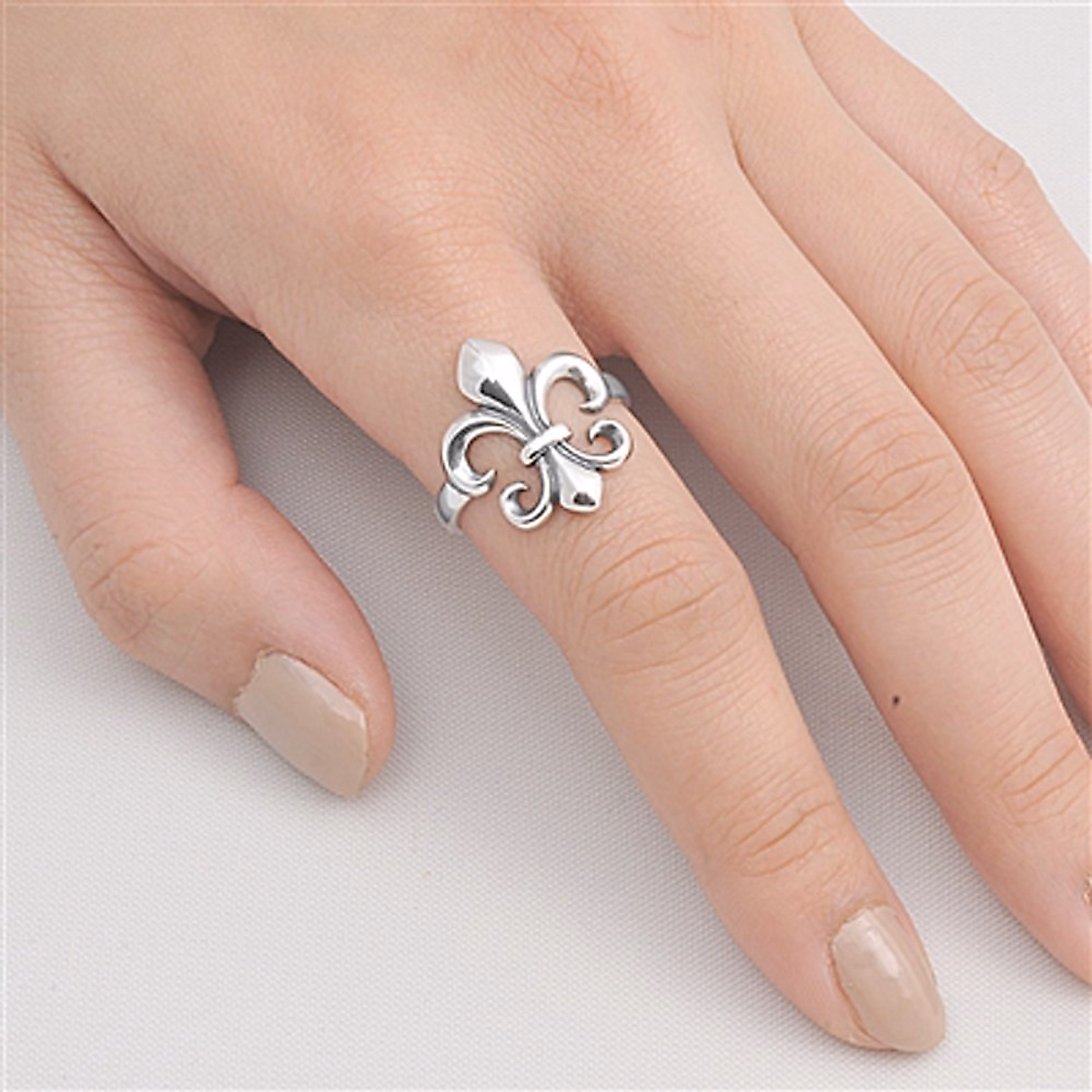 Fleur De Lis Cute Ring New .925 Sterling Silver Band Size 7