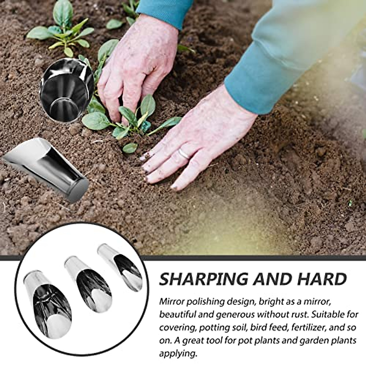 Yardwe 9pcs Silver Pot Care Vegetation Weeding Scoops Metal The Accessories Garden Cleaner Tools Scoop: Tool Spade Ceramic Rake Bonsai Cups Miniature Potted Bucket Home Steel Scoopers