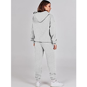 ANRABESS Womens 2 Piece Outfits Lounge Hoodie Oversized Sweatshirt Jogger Sweatpants Y2K Tracksuit Sweatsuit Set Fall Clothes Light Grey Medium