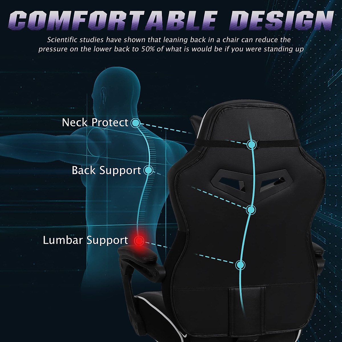 Zeanus Gaming Chair for Adults Purple Gaming Chairs Reclining Computer Chair with Footrest for Heavy People Gamer Chair with Massage Ergonomic PC Gaming Chair Racing Chair for Gaming Big and Tall