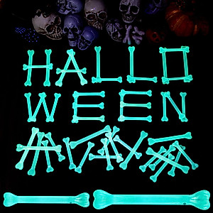 TORINALITAL 60Pcs Halloween Mini Bones, Miniature Glow Decorations, Artificial Plastic Skeleton for Gatherings Decoration Caveman Theme Costume Supplies