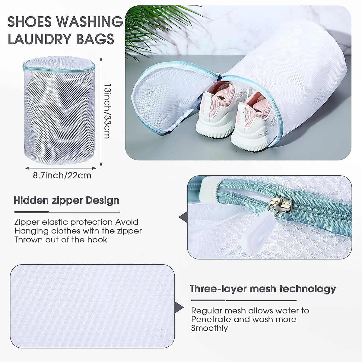24 Pcs Shoes Wash Bags kit for Washing Machine Includes 6 Laundry Mesh Bags 3 Shoe Wash Bags 3 Brushes 3 Pairs Anti-wrinkle Sneaker Protector 1 Hanging Dryer Basket 2 Shoe Tree 2 Wipes 4 Magic Sponge