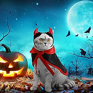 Halloween Large Dog Costume 2PACK Cute Cat Dog Cosplay Devil Hat Headband Adjustable Vampire Cloak Funny Hair Hoop Cape for Medium Large Dogs Holiday Dress Supplies