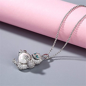 Jeulia "Appear and Disappear at Will Cat Sterling Silver Necklace Gift for Women Girlfriend Wife Engagement Wedding Anniversary Promise or Birthday With Jewelry Box