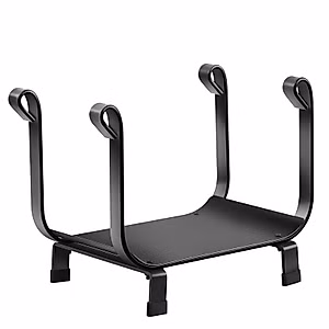Gtongoko 16 Inch Firewood Rack Indoor Log Rack Wood Holder with Thicken Iron Bottom Plate and Scrolls, Black