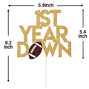 Jenrtvis Happy 1st Birthday Cake Topper, Football Fans 1st Year Down Birthday Cake Decorations, Glittery Sports Themed 1st Birthday Party Supplies
