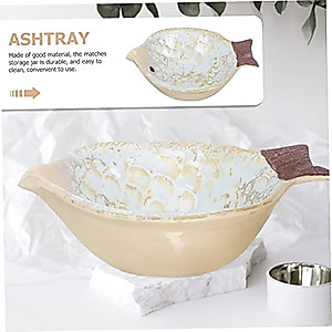 NOLITOY Mini Containers Home Ashtrays Fireplace Decor Decorative Matches Jar Pottery Match Holder Match Striker Holder Match Supplies Exquisite Matches Holder Match Container Storage Rack