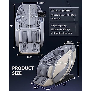 PUDO 2023 4D Massage Chair Full Body | Zero Gravity Shiatsu Massage Chairs Recliner with AI Voice with Heated SL Track Bluetooth Speaker Airbag Yoga Stretch, Foot Roller Auto Legrest (Beige)