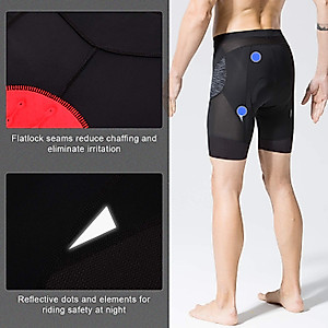 Eco-daily Men's Cycling Shorts Padded Bicycle Riding Half Pants Bike Biking Cycle Tights (Reflective Print-black, Large)