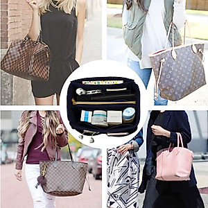 OMYSTYLE Navy X-Large Organizer Insert, Felt Tote Bag Organizer Insert with 5 Sizes, Handbag Dividers for Inside Purse, Compatible with Longchamp, Neverful, Speedy and More