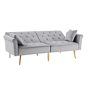 SOFTSEA Sofa Bed Sleeper Couches and Sofas - 74'' Couch Recliner Convertible Sofa Modern Adjustable Futon Couches Sofas Bed for Living Room Fold Up and Down Recliner Couch (Light Grey)