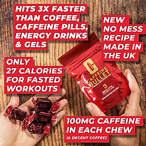 Caffeine Bullet Energy Gel Upgrade - Mint Chews *16 – Faster Boost Than Tablets and Gum. 100mg Per Serving - Sport Science for Running, Cycling, Gaming & Pre Workout Endurance Kick.