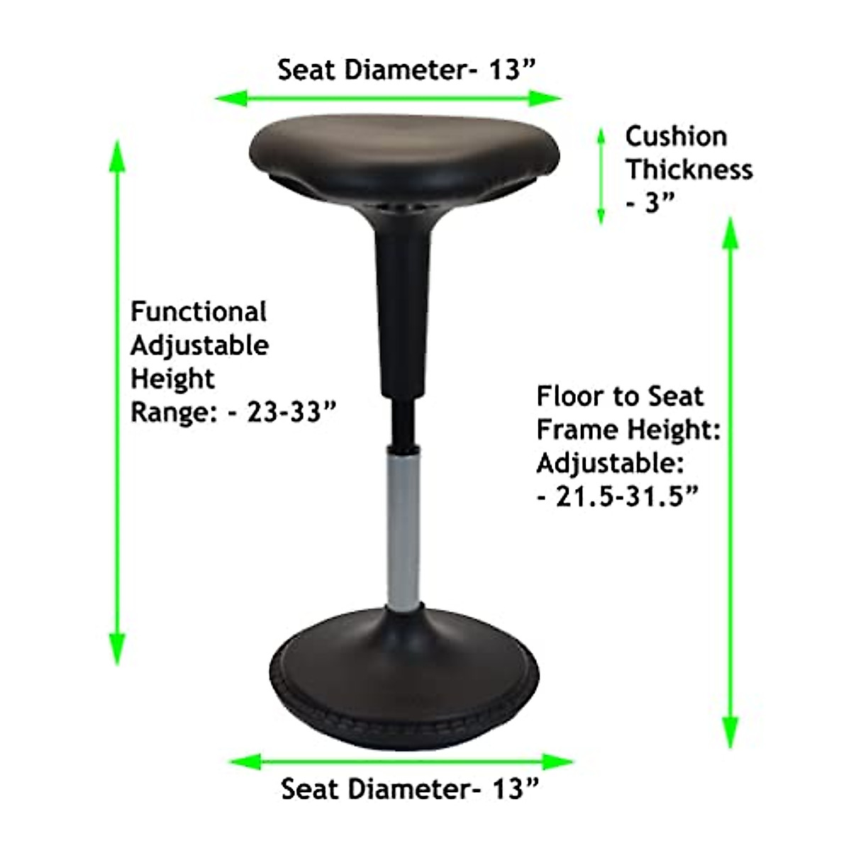Wobble Stool Standing Desk Chair Ergonomic Tall Adjustable Height sit Stand-up Office Balance Drafting bar swiveling Leaning Perch Perching high swivels 360 Computer Active Sitting Black Saddle seat