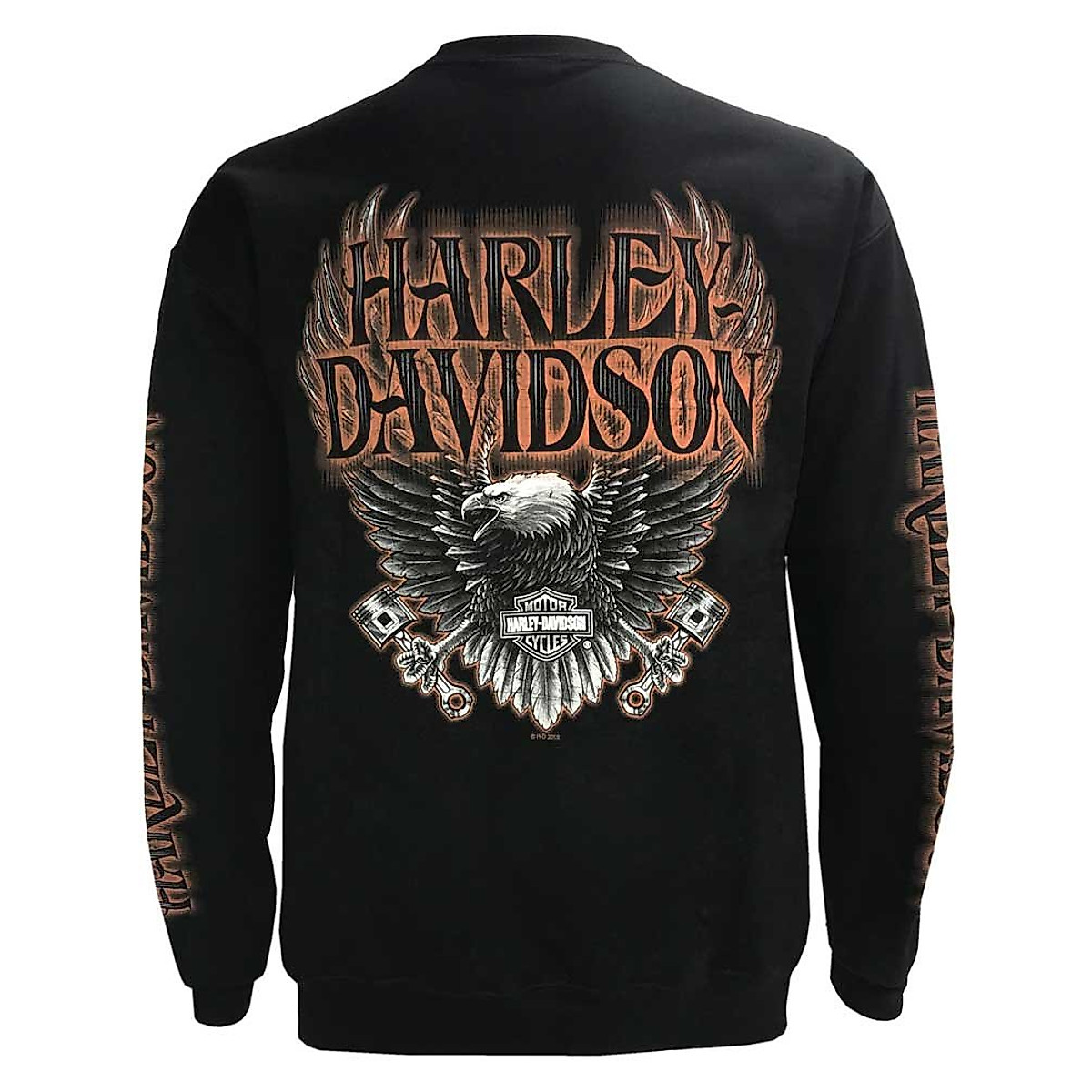 Harley-Davidson Men's Eagle Piston Fleece Pullover Sweatshirt, Black (XL)