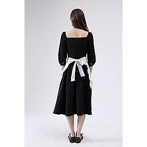 LilMents Waist Apron with Pockets Retro Kitchen Cleaning Ruffles Half Apron (White)