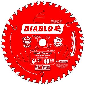 Diablo High-Performance Finish Trim Saw Blade for Wood - 6-1/2" x 40-Teeth, Tico Carbide - D0641X