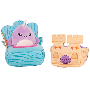 Squishville by Squishmallows Mini Plush Room Accessory Set, Playroom, 2” Esmeralda Mini-Squishmallow and 2 Plush Accessories, Marshmallow-Soft Animals, Playroom Toys