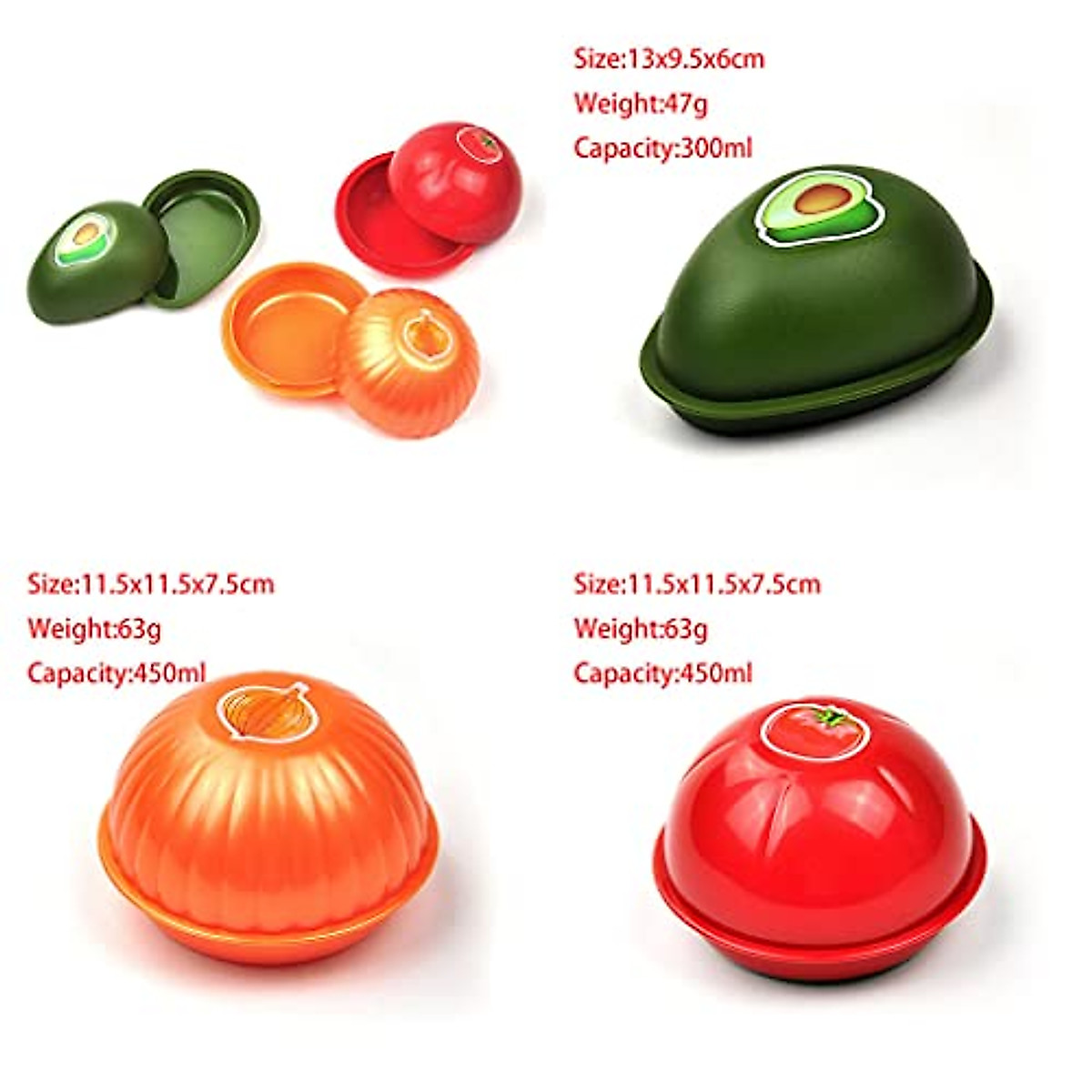 Tiydiygo 6PCS Fresh Food Savers Avocado Lemon Tomatoes Pepper Onion Garlic Shape Crisper Containers,Reuseable Vegetable Fruits Storage Keeper Sealing Box Fresh Bowls for Refrigerators
