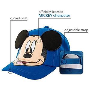 Disney Boys' Mickey Mouse Baseball Cap - 3D Ears Curved Brim Strap Back Hat (4-7), Size 4-7 Years, Mickey Mouse Ears Blue