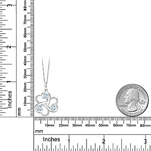 Gem Stone King 925 Sterling Silver 4MM Round Gemstone Birthstone 3 Hearts Interlock Pendant Necklace For Women with 18 Inch Silver Chain