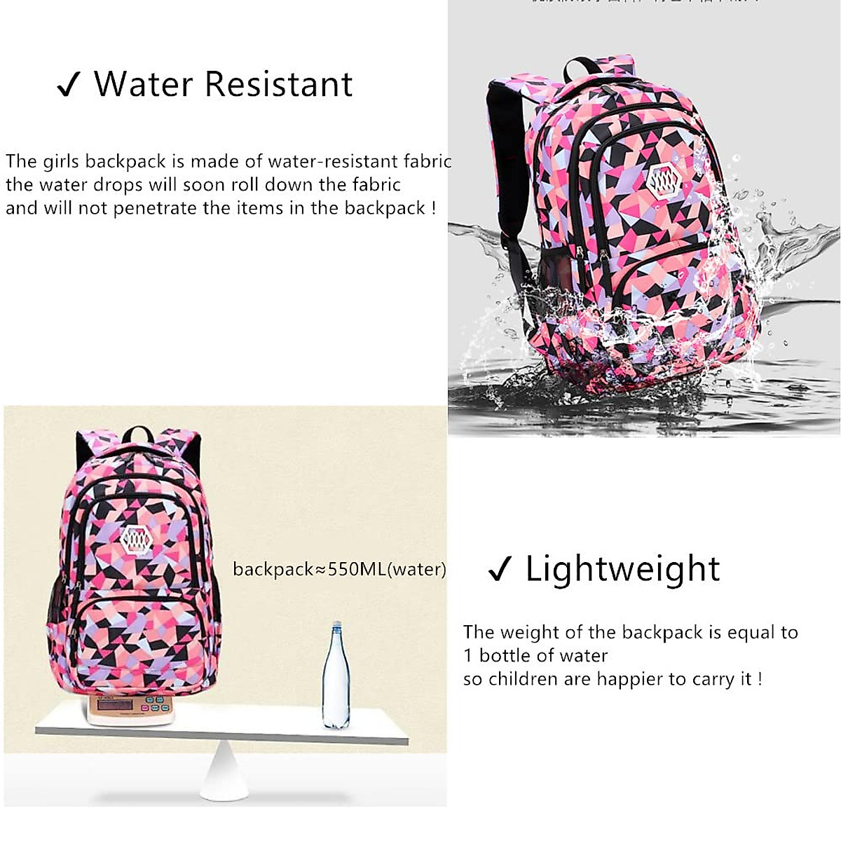 Kids School Bag with Lunch Bag and Pencil Case Elementary School Backpacks for Teen Girls 3 in 1 Backpack Sets