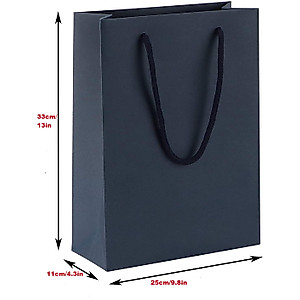 Sdootjewelry Navy Gift Bags, Kraft Paper Gift Bags with Handles, 20 Pack Heavy Duty Matte Tote Paper Bags, 9.8 x 4.3 x 13 Shopping Bags, Kraft Bags, Party Bags, Retail Bags