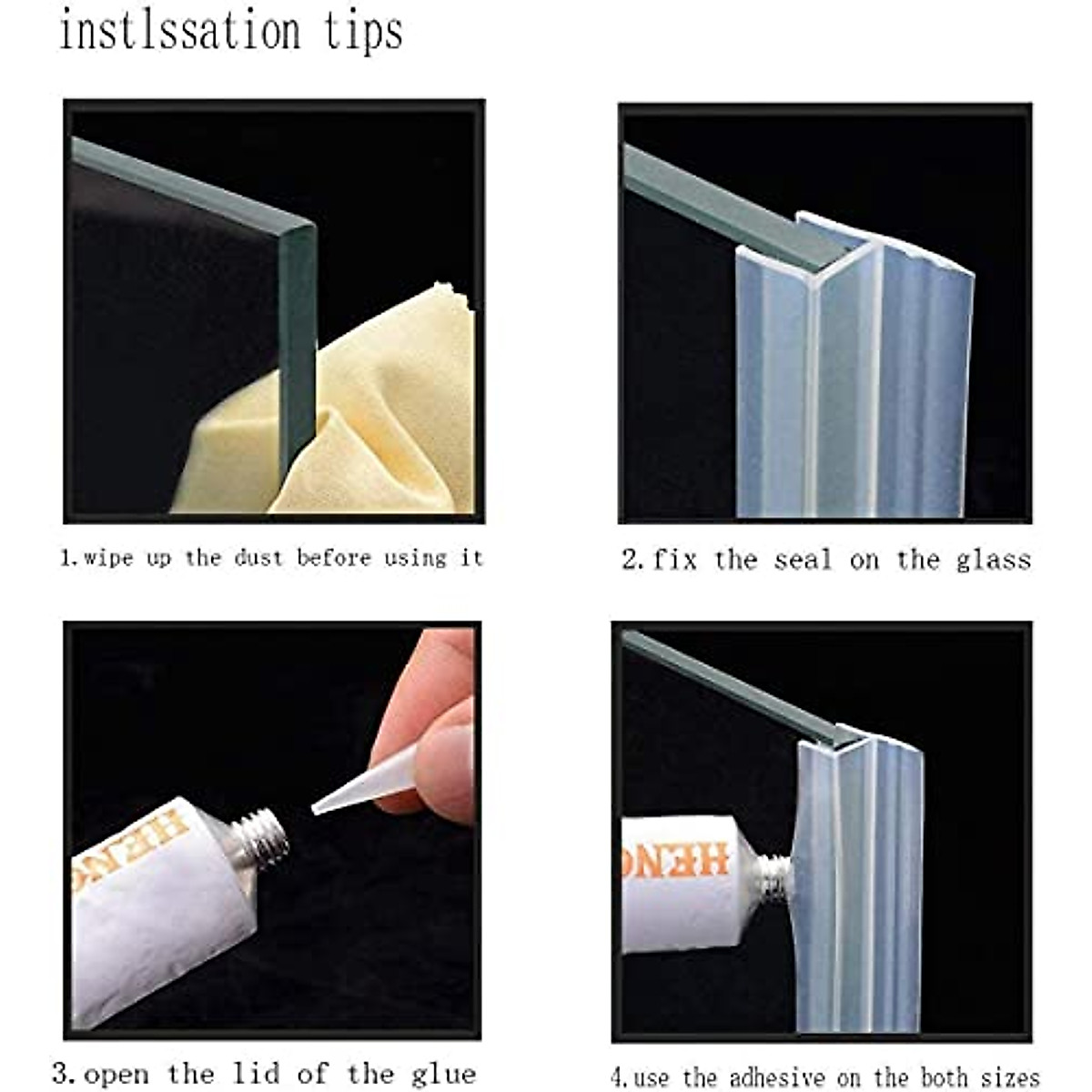 Glass Door Side Seal Strip 100 Inch Frameless Shower Door Side Sweep for 3/8 in Frameless Glass Door