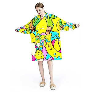 Summer Flamingo Wearable Blanket Hoodie,Oversized Hooded for Women,Comfy Sweatshirt