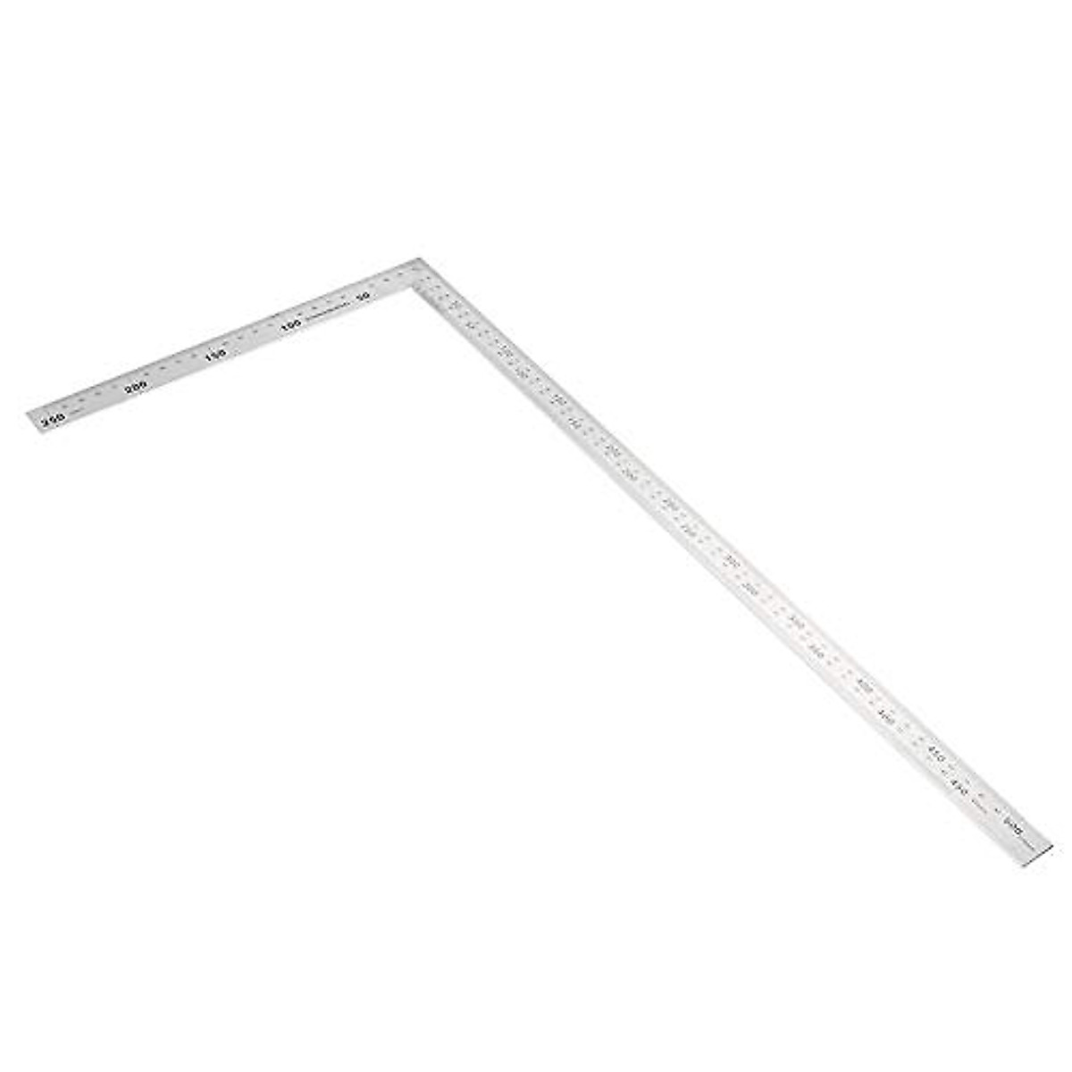 Oumefar L-Shaped Framing Square Stainless Steel 90 Degree Right Angle Square Ruler Carpenter Square Metal Ruler Measurement Square Tool L Shape Ruler Metal Square(500mm*250mm)