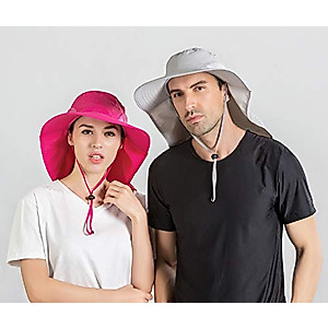 Home Prefer Outdoor UPF50+ Sun Hat Wide Brim Mesh Fishing Hat with Neck Flap (Light Gray)