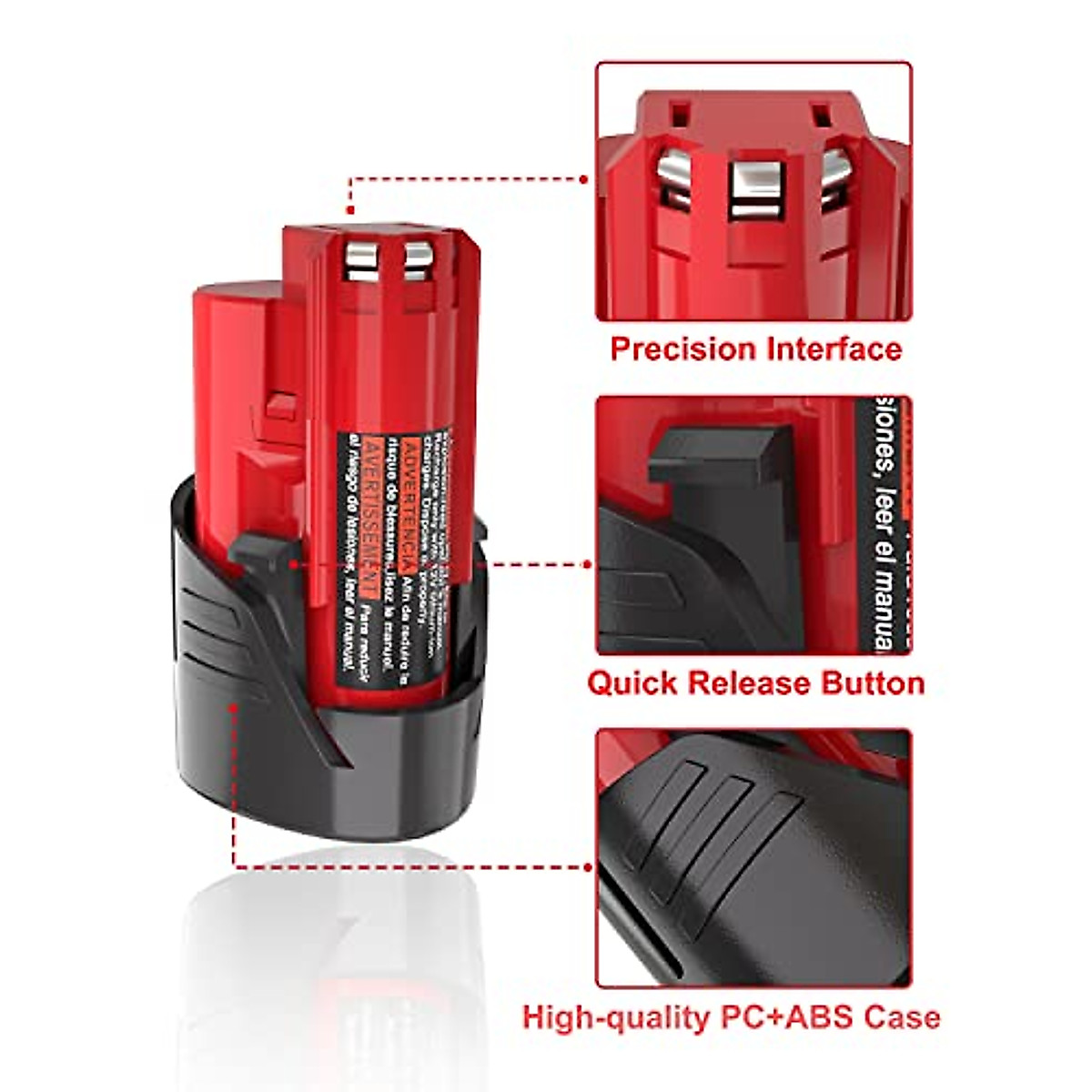 JYJZPB 2 Pack 3000mAh 12V Lithium Battery Replace for Milwaukee 12V Battery, Compatible for Milwaukee M12 Battery 12 Volt Cordless Tools 48-11-2401 48-11-2412 48-11-2411 48-11-2420 48-11-2440