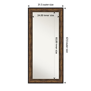 Amanti Art Bronze Full Length Mirror, 68x32 Ballroom Bronze Tall Free Standing Body Wall Mirror Full Length for Dressing, Traditional Frame, Lean on Floor or Hang, Wall Decor from WI, USA