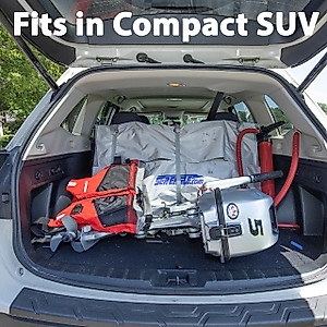 Sea Eagle 437ps PaddleSki Inflatable 1-2 Person Catamaran Boat – Paddle, Motor, Fish, or Sail – 4-in-1 Inflatable Watercraft – Self Bailing (437ps PaddleSki Swivel Seat Package)