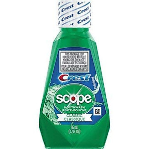 Crest Scope Mouthwash, Classic Mouth Rinse, Travel Size 1.2 Ounces (36ml) - Pack of 12