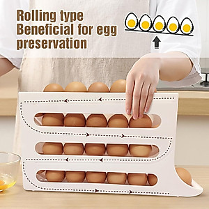4 Tiers Egg Holder for Fridge, 2024 New Automatic Scrolling Egg Rack Holder, Eggs Dispenser Auto Rolling Large Capacity Egg Organizer Storage Box, Space-Saving Egg Dispenser Holder (Transparent)