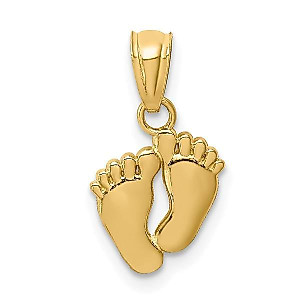 IceCarats 14K Yellow Gold Small Feet Necklace Charm Pendant Only