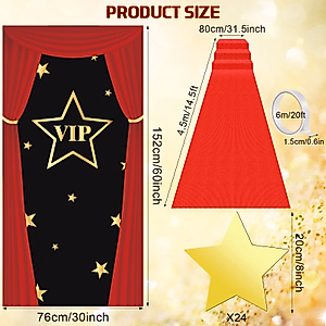 Remagr VIP Party Decorations Movie Night Party Decorations Kit VIP Door Cover 2.6 x 15 ft Red Carpet Runner Runway Rug 55 Gsm Thickness, Movie Night