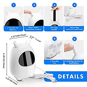 Icnice Electric Balloon Pump, Portable Dual Nozzle Balloon Pump Electric, Helium Balloon Pump for Party Decoration [110V-120V, 600W, White]