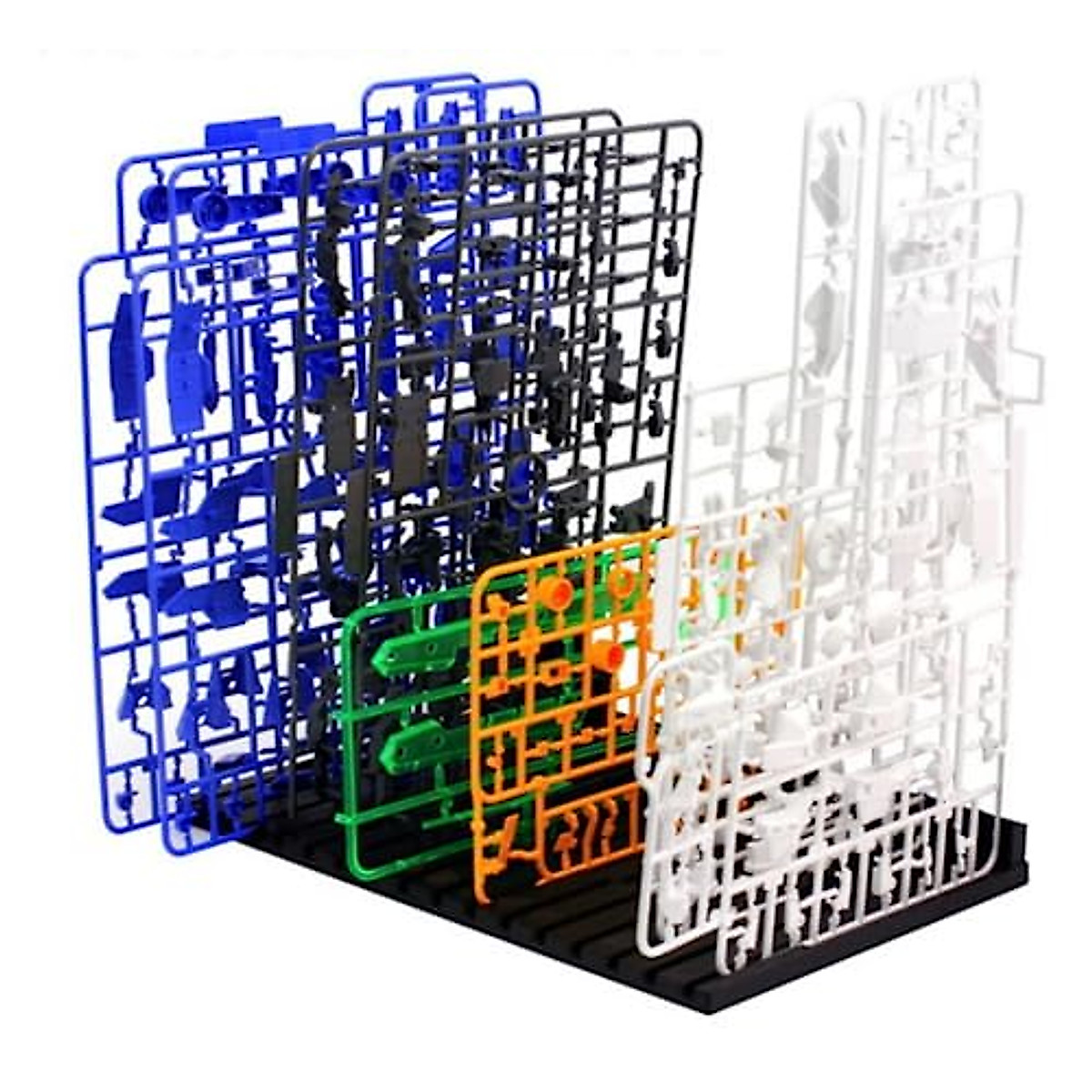 Bioristar HG RG Hobby Action Base Gundam Model Stand Hobby Display Stand Model Pieces Shelves Plastic Rack Organizer (1/144 Scale) (4 pack Black with 1 pack shelf)